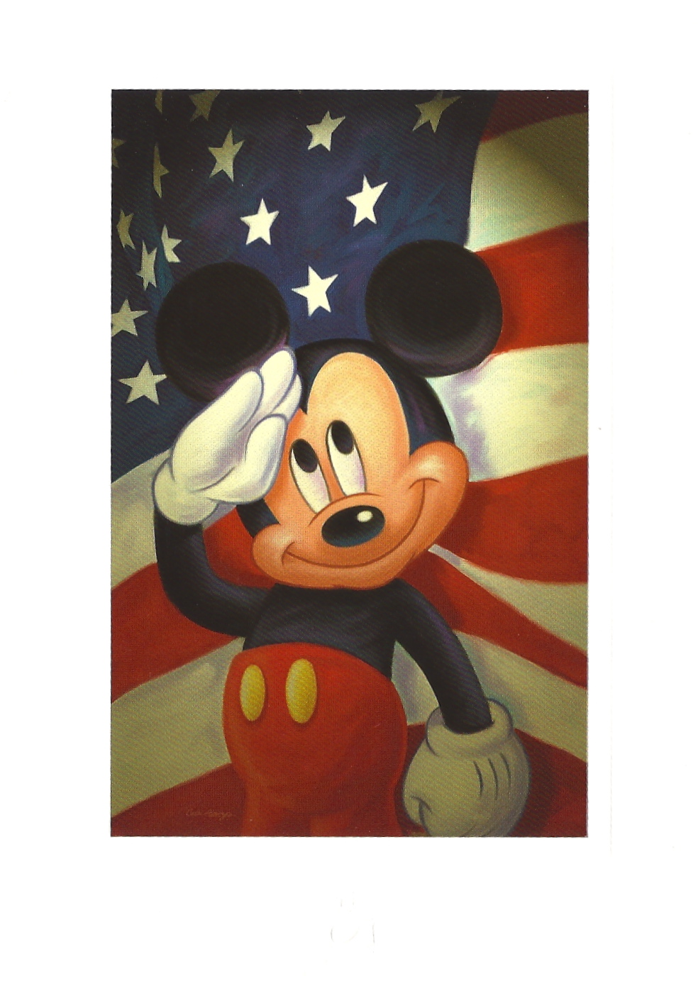 My Favorite Disney Postcards: Mickey Mouse Saluting the Flag
