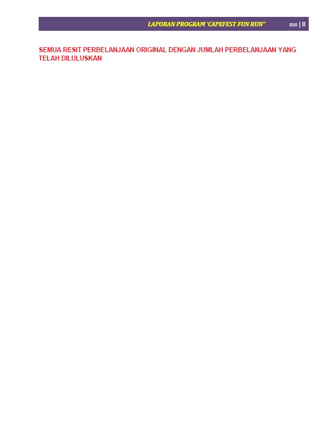 FORMAT KERTAS KERJA & LAPORAN: FORMAT LAPORAN AKTIVITI