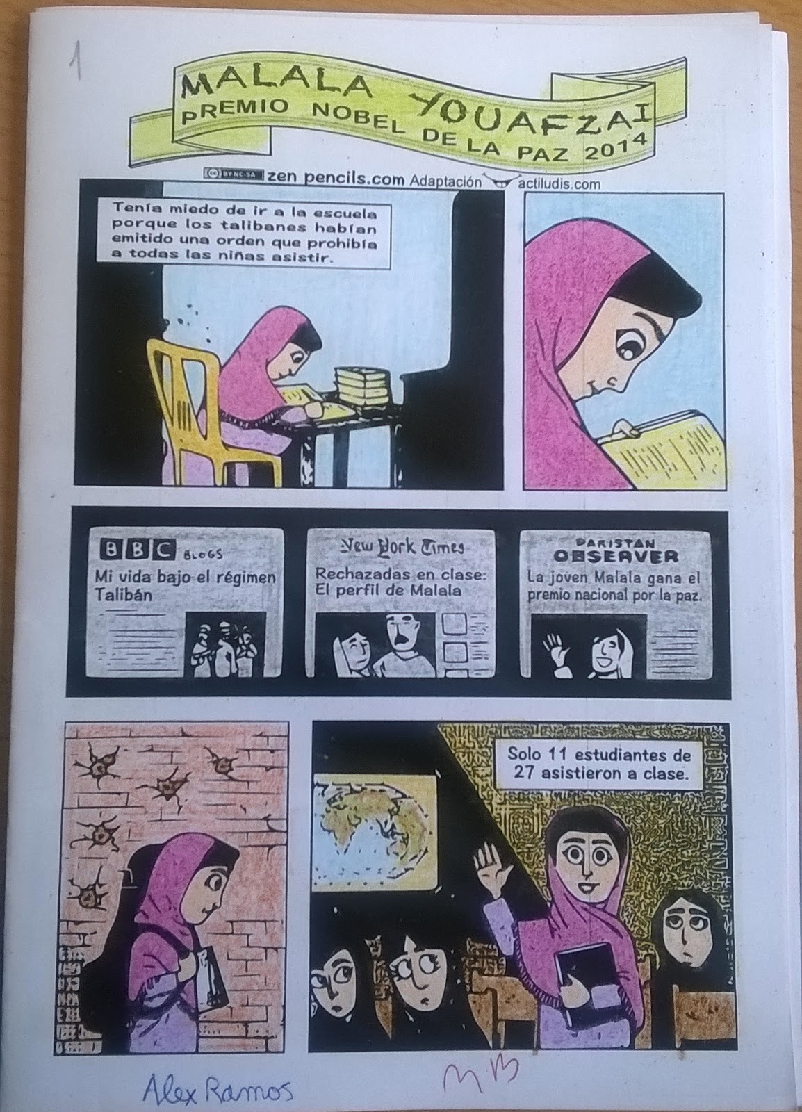 CHIKICHULOS: LA HISTORIA DE MALALA EN COMIC - CARTA DE ÁLEX A MALALA