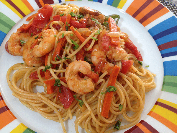 Vualá: Pasta con camarones