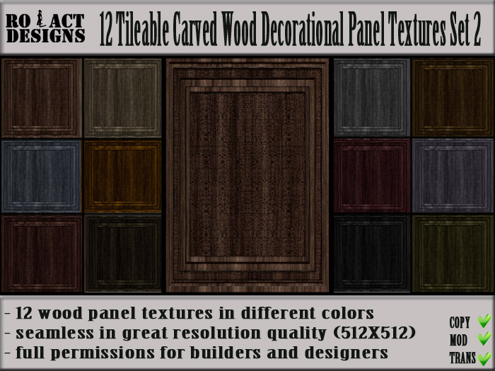 Ro!Act Designs: Ro!Act Designs 12 Tileable Carved Wood Decorational ...