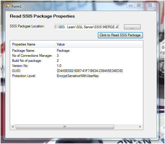Singh Vikash blog: SSIS: How to read SSIS Package properties without ...
