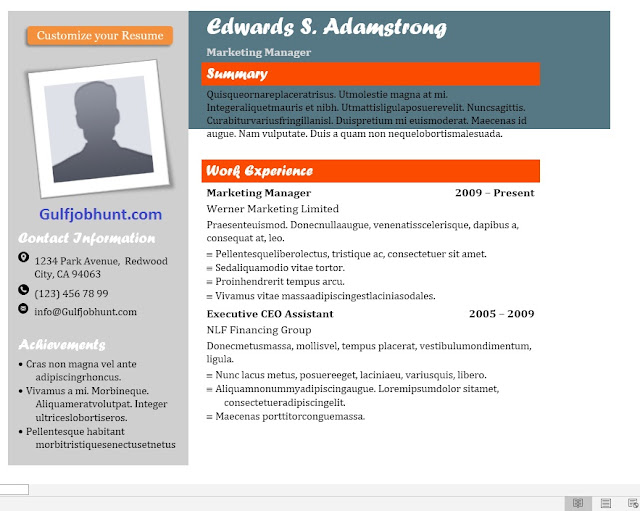 Latest Free CV/Resume Design Sample 2018 for HR/CFO/Accountant | Gulf ...