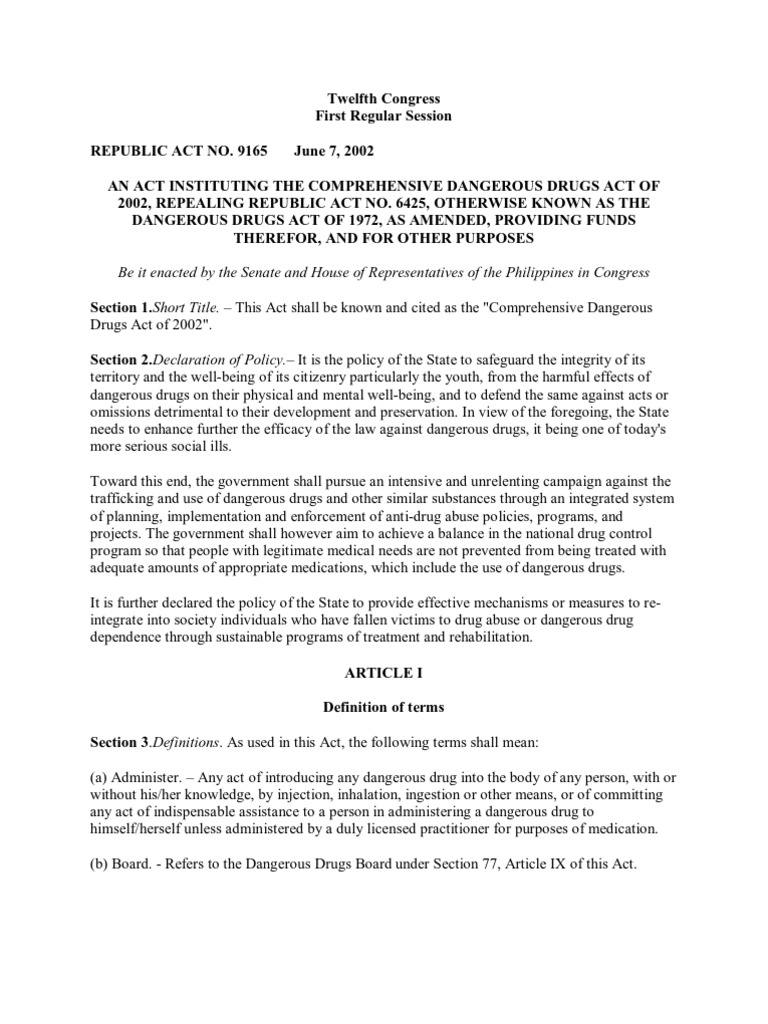 ra 9165 pdf - philippin news collections