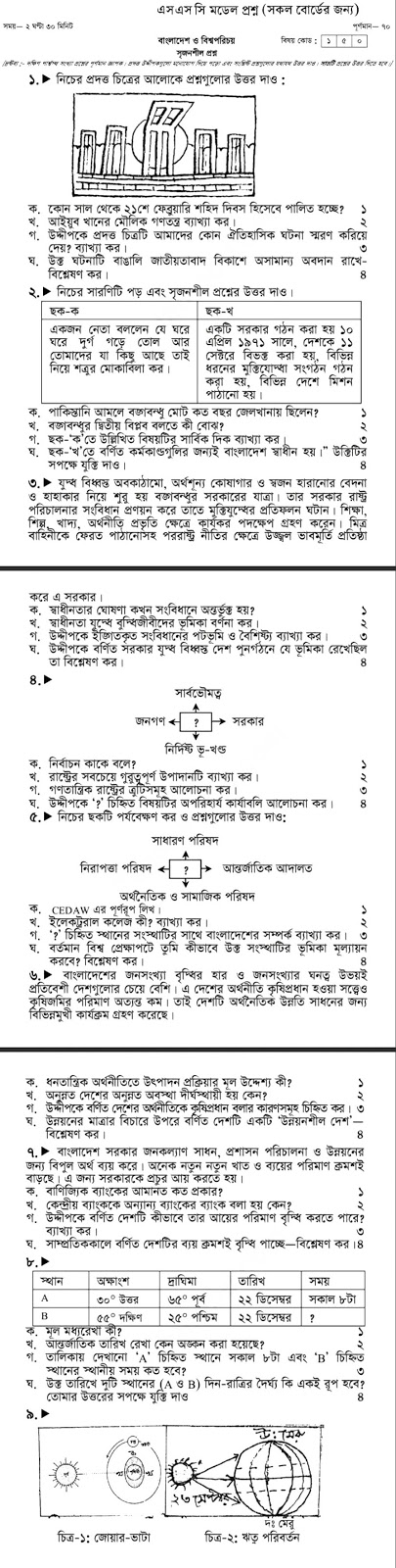 SSC Bangladesh and Global Studies Model Question - 03