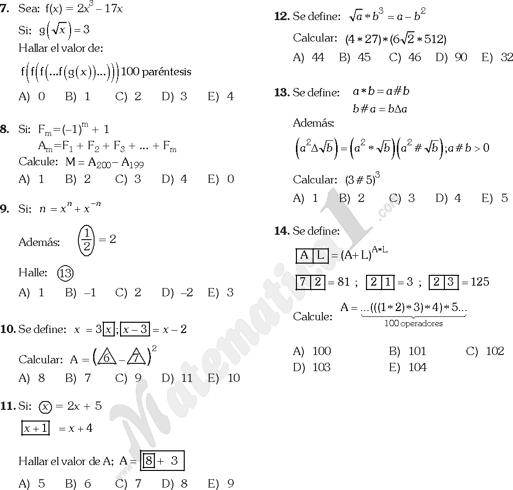Operadores Matemáticos Métodos y Ejercicios Resueltos pdf Habilidad ...