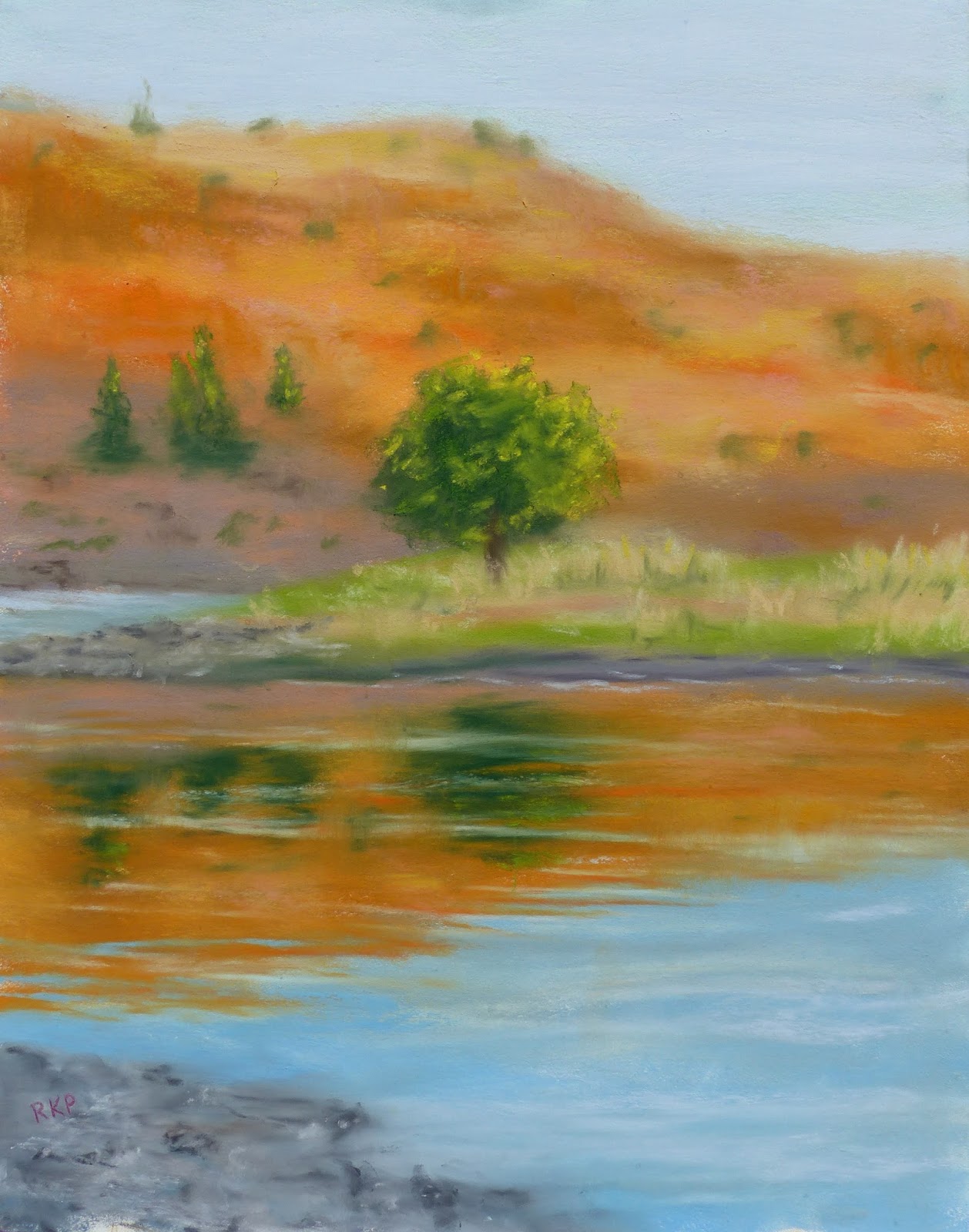 Rebecca Prough Art: "John Day Reflections" an original pastel painting.