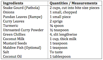 Sri Lankan Snake Gourd (Pathola) Curry