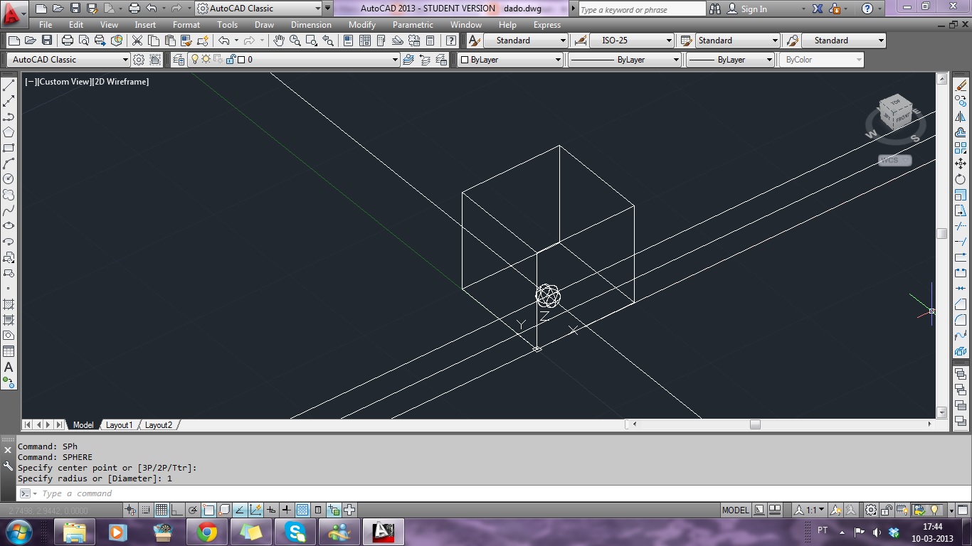 Rita Fernandes: Aula 2 e Aula 3 | Dado (AutoCAD)