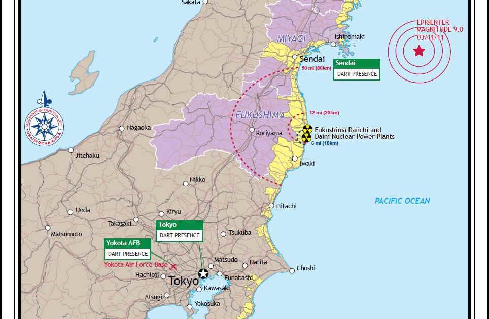2011 March 11 Japan Earthquake Map Areas Significant Damage - Map