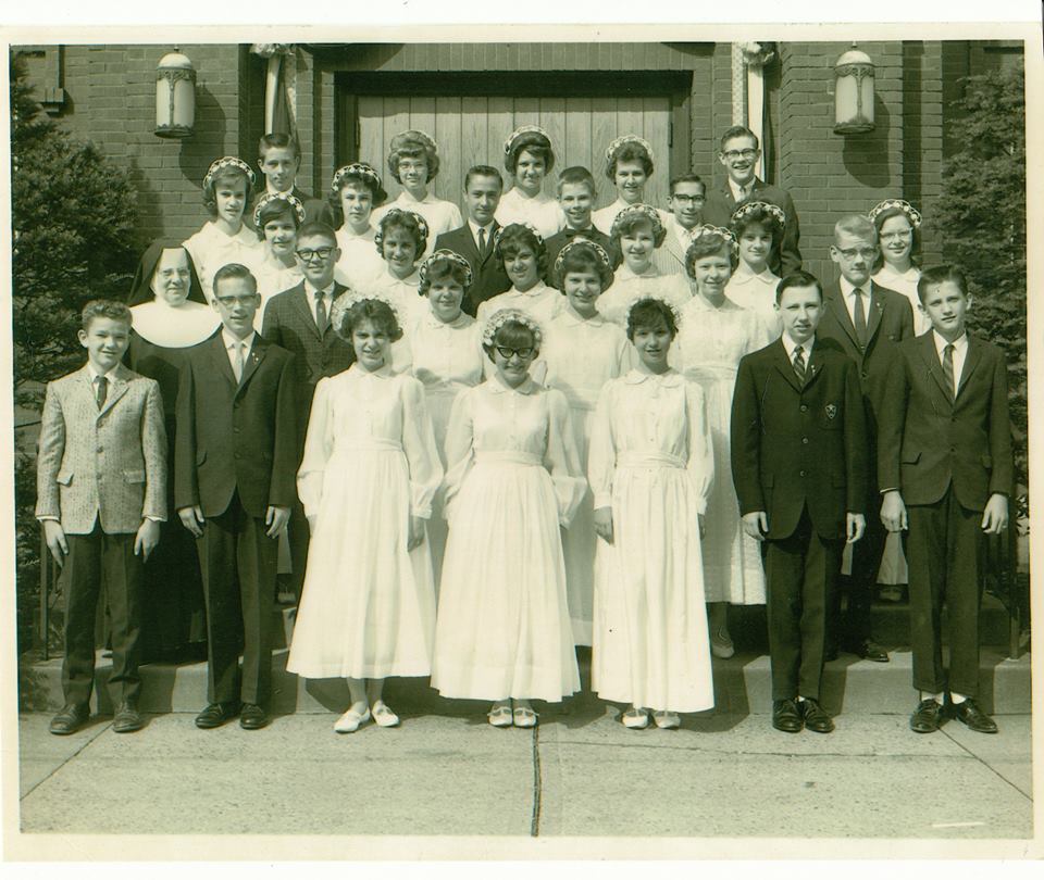 Ambridge Memories: Group photo: Divine Redeemer School graduation,1963