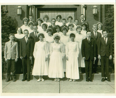 Ambridge Memories: Group photo: Divine Redeemer School graduation,1963