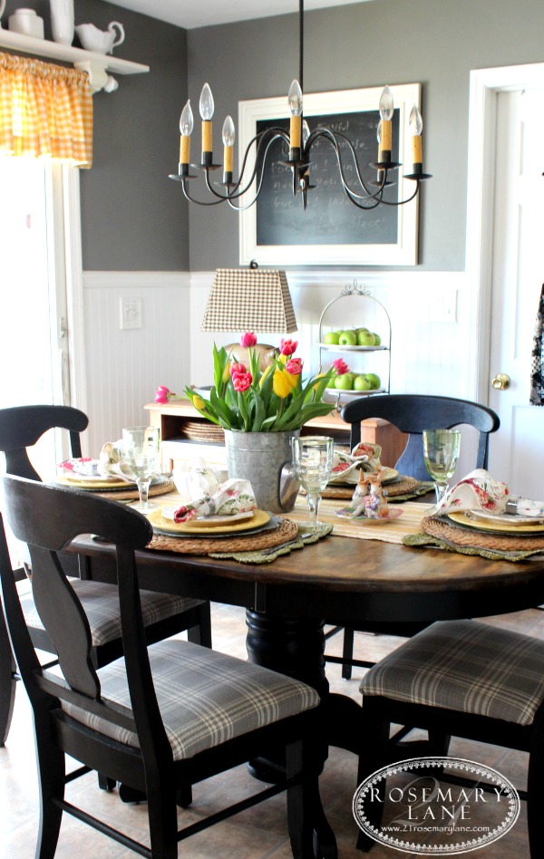 21 Rosemary Lane: Farmhouse Style Easter Breakfast Table in the Kitchen