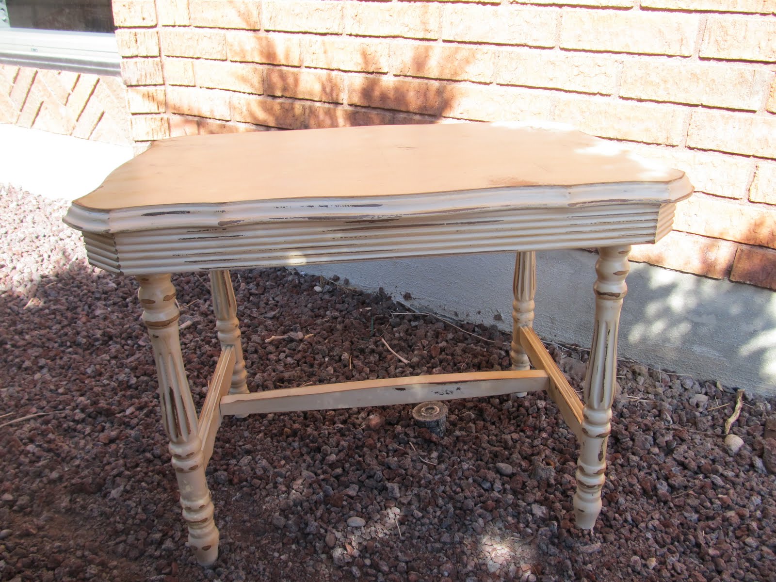 Revival Chic Boutique: Cream Distressed Side Table $42.50