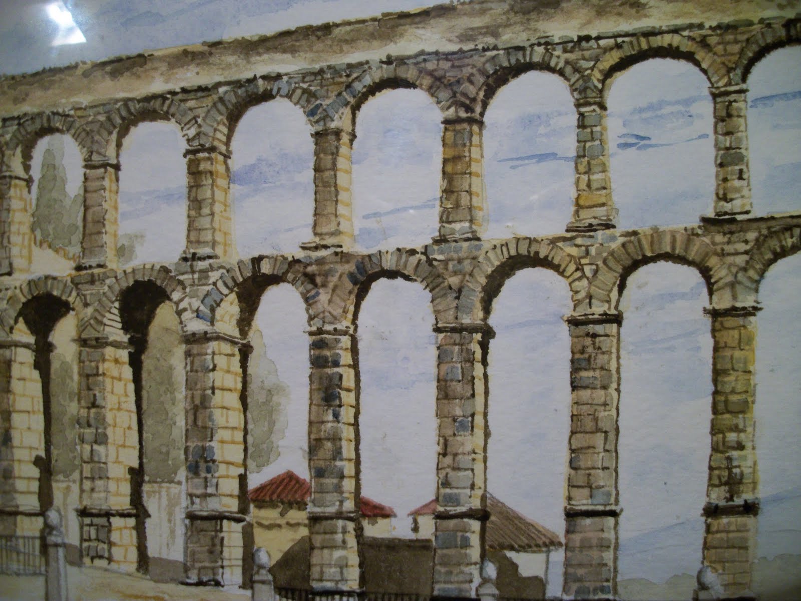 R.CASTEX .MIS ACUARELAS.: SEGOVIA.ACUEDUCTO.