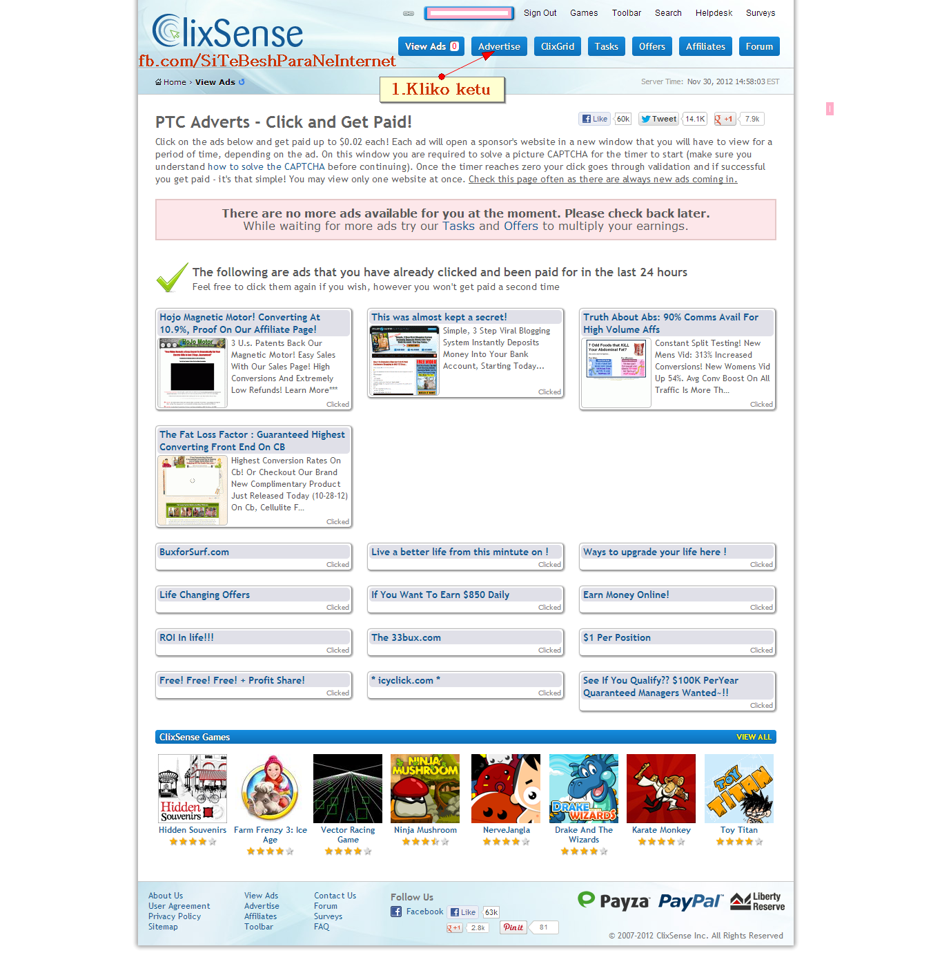 Si te besh para ne internet: ClixSense