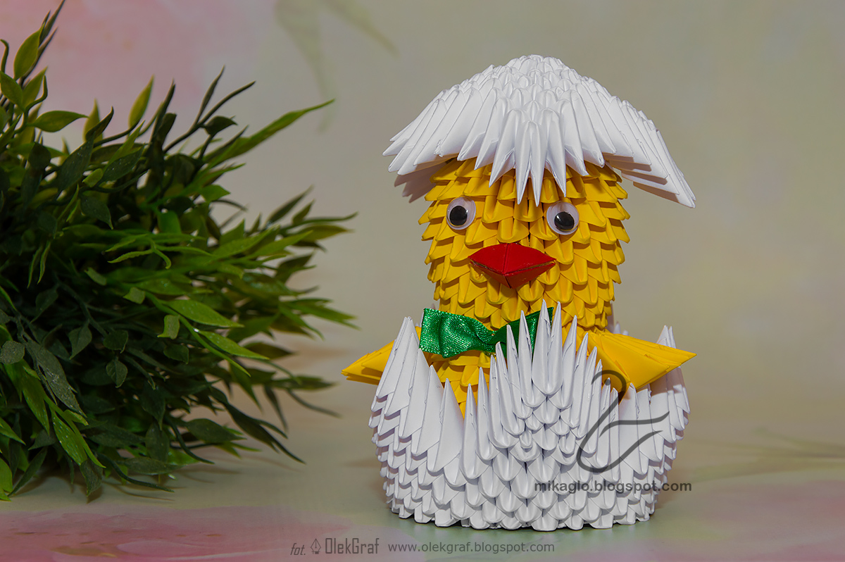 Origami 3d - mikaglo: 367. Kurczak w skorupce / 3d origami chicken