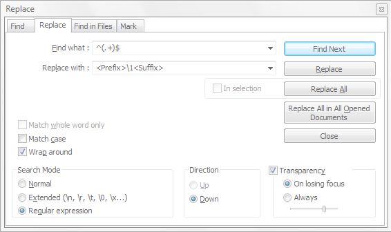 Abbhi.in - IT Blog: Add Prefix or Suffix using Notepad++