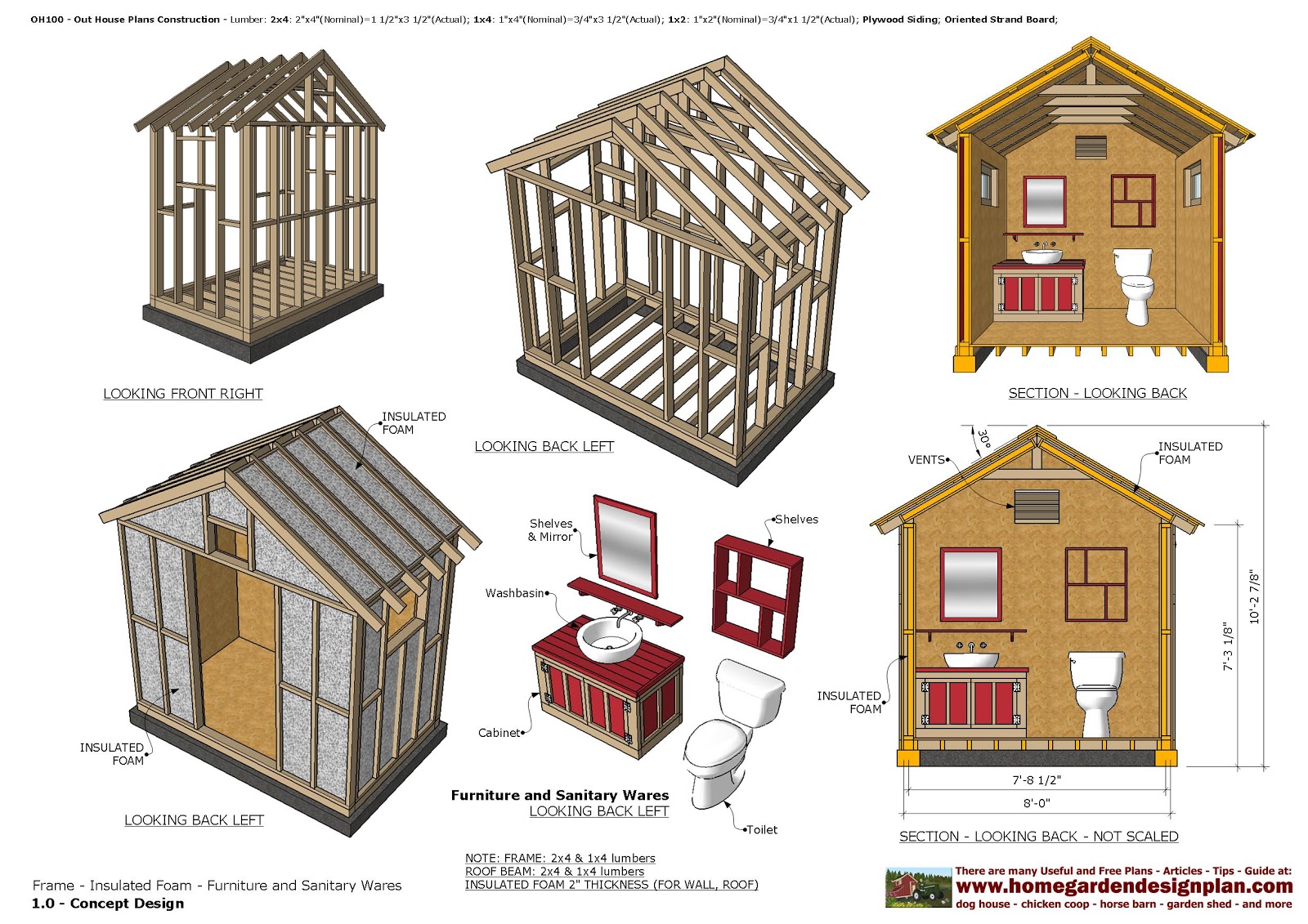 home garden plans: OH100 - Out House Plans Construction - Out House ... home garden plans: OH100 - Out House Plans Construction - Out House ...
