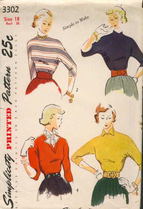 Couture Allure Vintage Fashion: Sew it Yourself Knit Tops - 1950