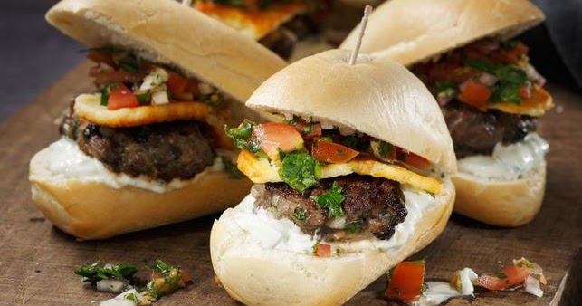 Lamb kofta mini burgers with haloumi recipe | LEBANESE RECIPES