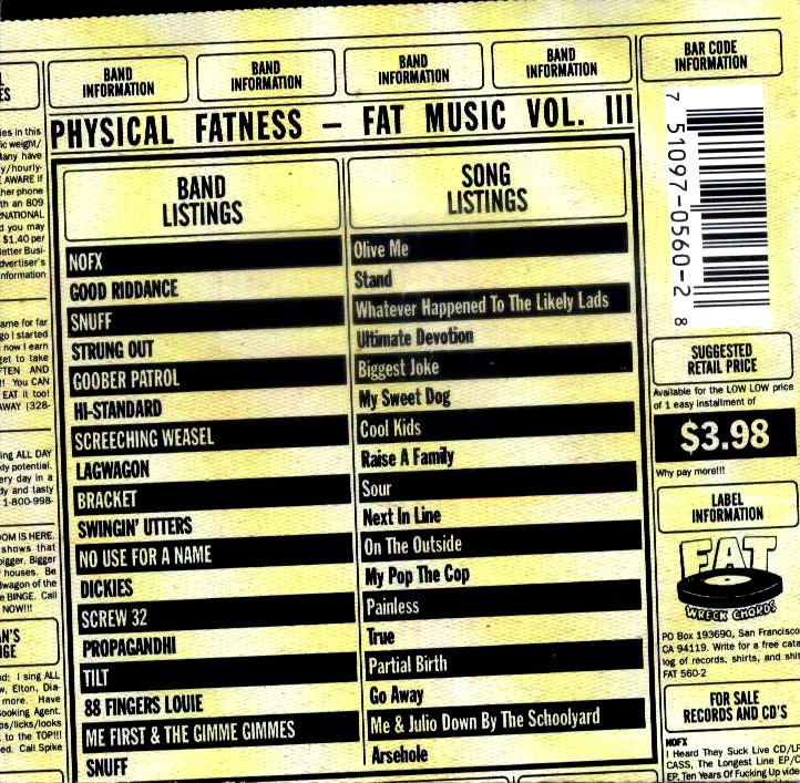PUNK SKA REGGAE: Physical Fatness - Fat Music Vol. III - V.A