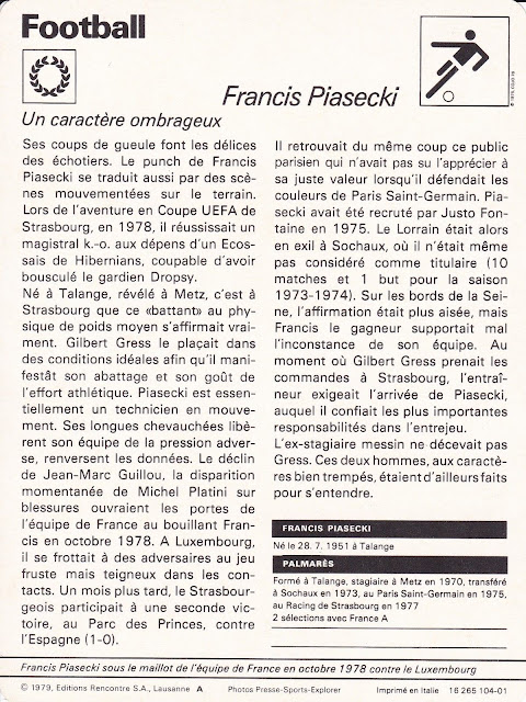 Football Yesterday & Today: Francis Piasecki (Fiche Football)