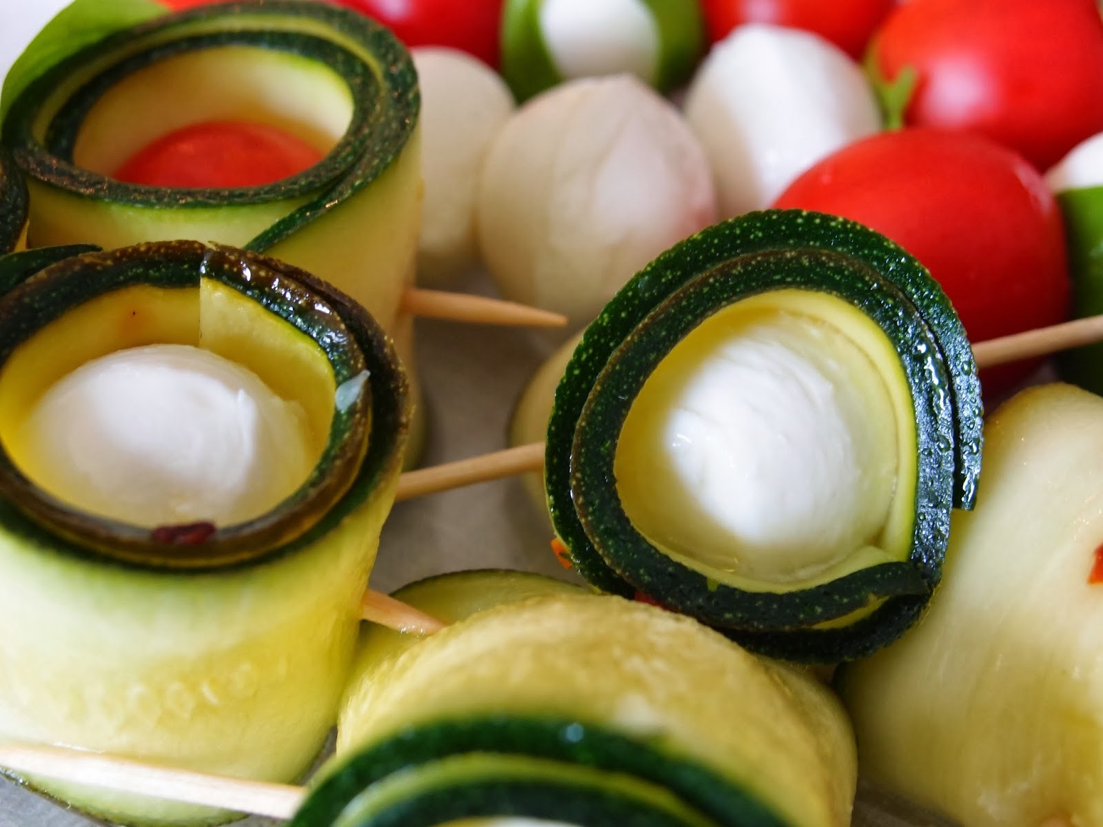 The VegHog: Tomato, mozzarella and zucchini canapés