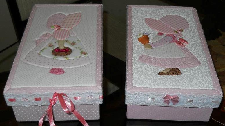 Patchwork embutido: Caixas patchwork para meninas - Tema: Camponesas
