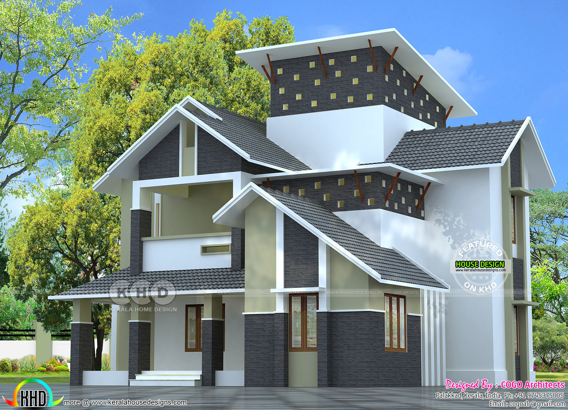 Modern sloping roof 2275 square feet home - Kerala home design and ...