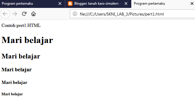 pengalaman di sekolah: contoh pembuatan html Dengan Notepad