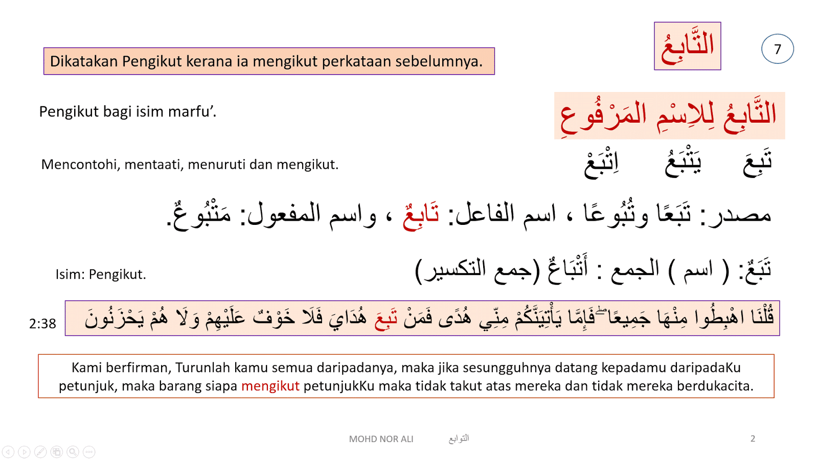 NOTA : SAROF DAN NAHU - TUITION: Tawabig: 1) Naat 2) A'taf. Nota ...