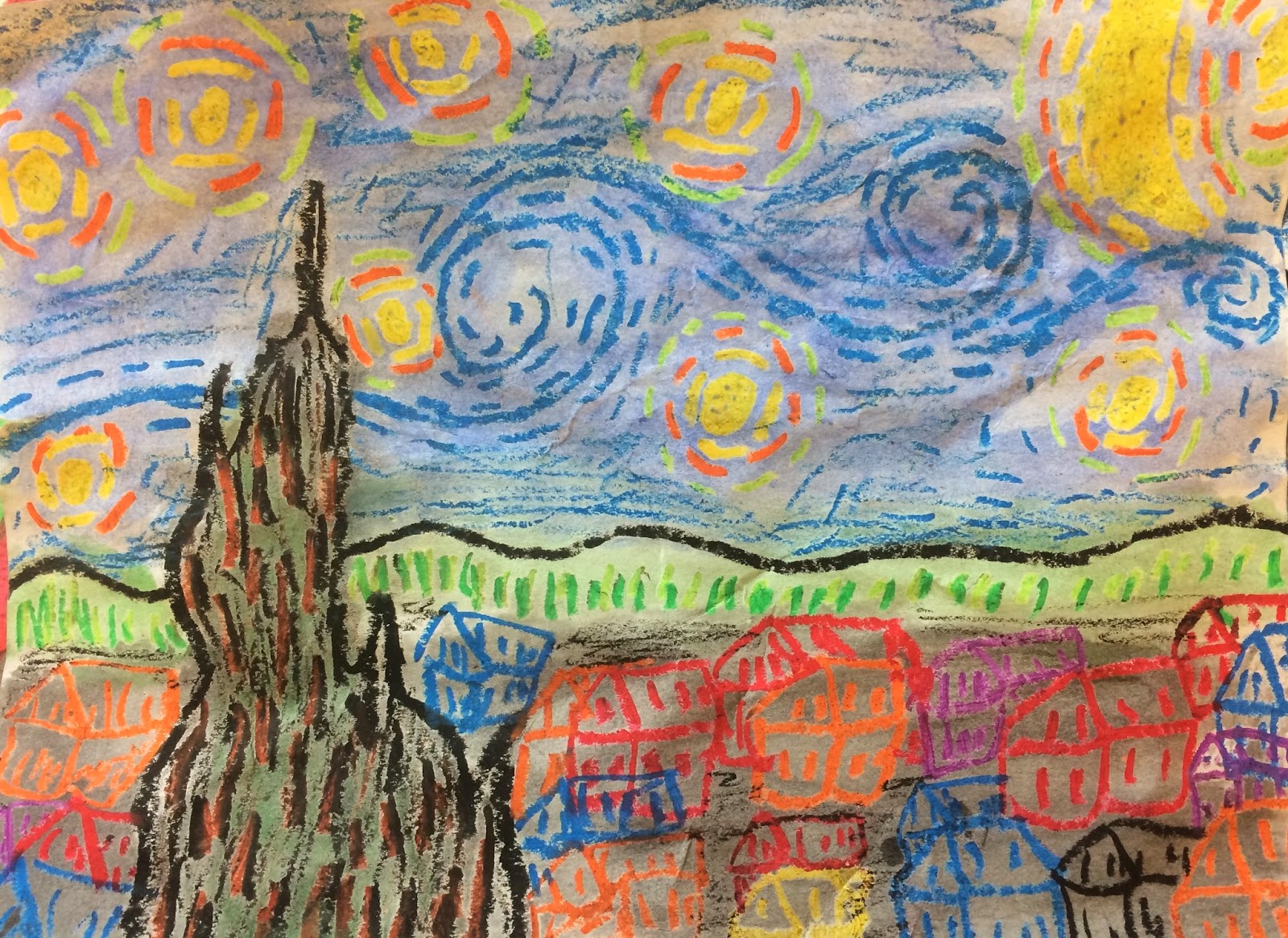 The Art Studio at Cooper Dual Language Academy: Van Gogh's "Starry Night"