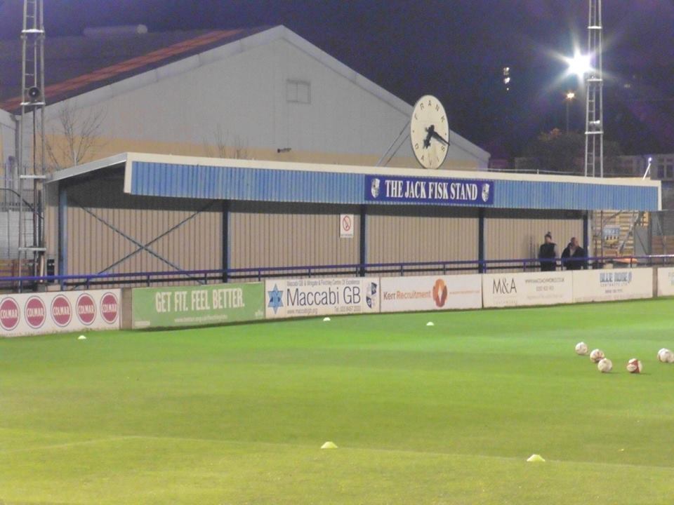 The Rainham End.: Harry Abrahams Stadium - Wingate & Finchley