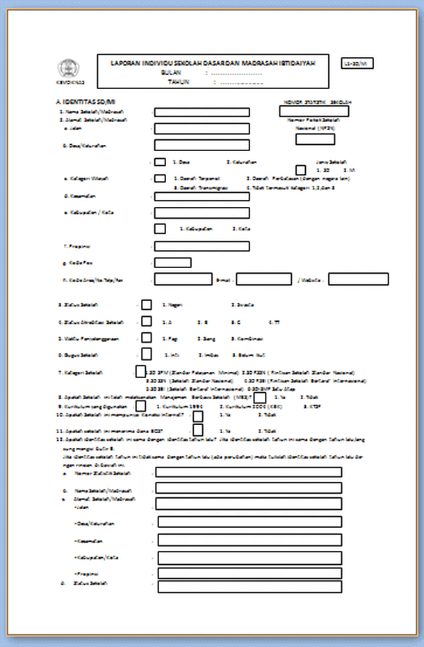 Contoh Laporan Identitas Sekolah Lengkap - Arsip Media Edukasi