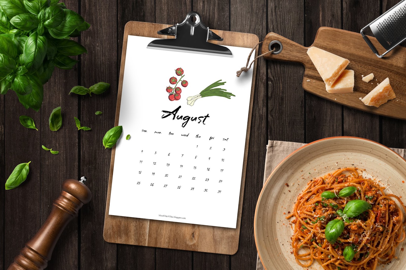 Free Printable 2019 Monthly Calendar Kitchen Theme | Mix Of This N That