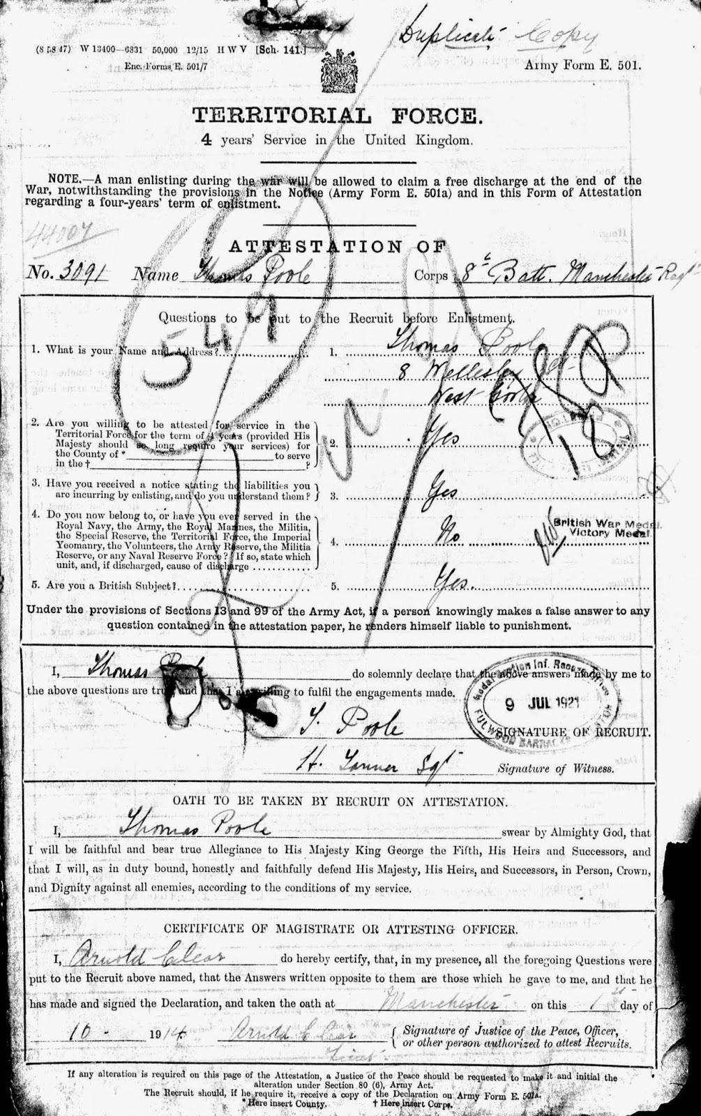 Thomas Poole in The Great War (1914-1918): 2015