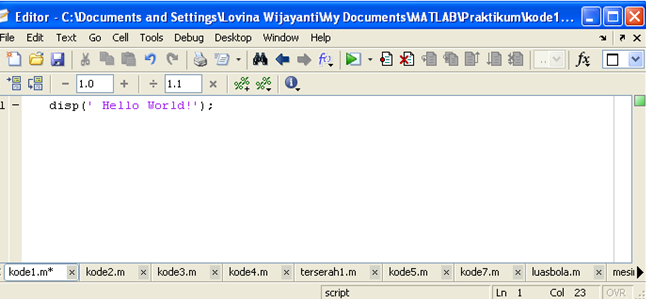 Praktikum Komputasi Dasar: Pengenalan Matlab