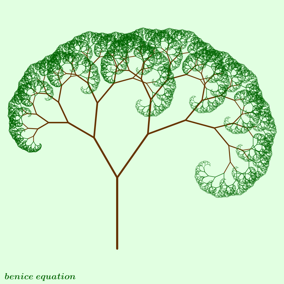 Fun math art (pictures) - benice equation: Binary Fractal Tree (二元碎形樹)
