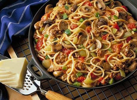 recipes cooking: Mozzarella Skillet Spaghetti