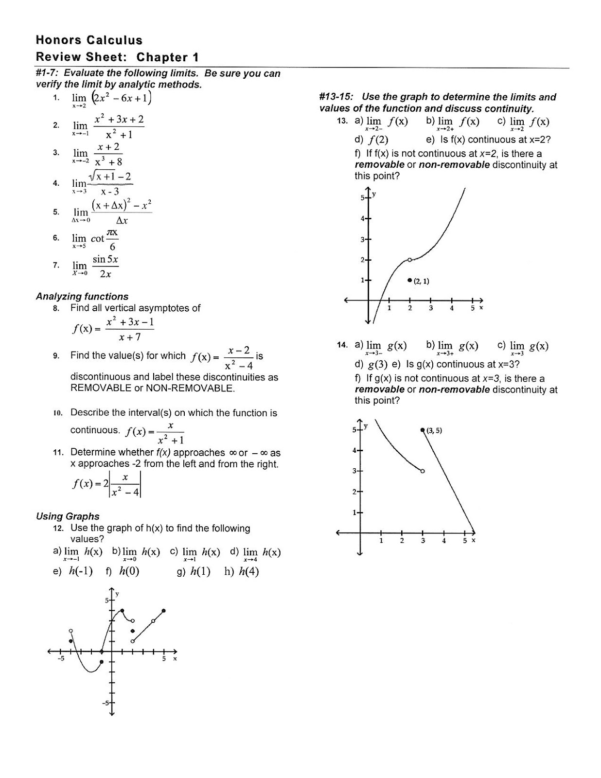 Mr. Suominen's Math Homepage: Honors Calculus 10/15/12