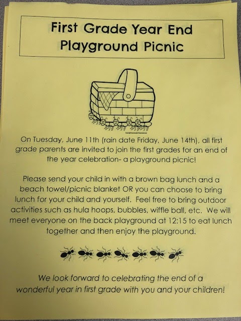 Mrs. Mittelstadt's Class: First Grade Year End Playground Picnic