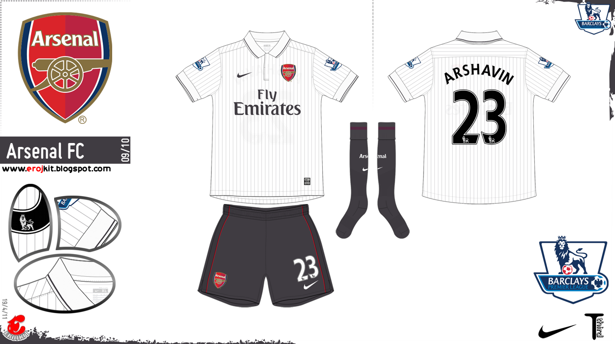 Kit Design, by eroj: 2009-10 Arsenal (Away e Third)