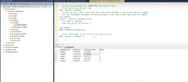 Error code 9002 Log file is full in SQ 2012
