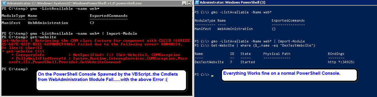 Calling Ps1 From Vbs And Web Administration Without The Powershell Module Part1