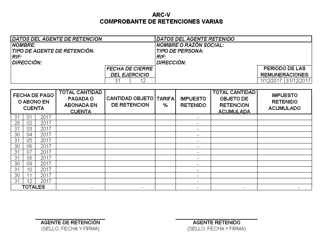 FORMATO ARC- V COMPROBANTE DE RETENCIONES VARIAS ACTUALIZADO