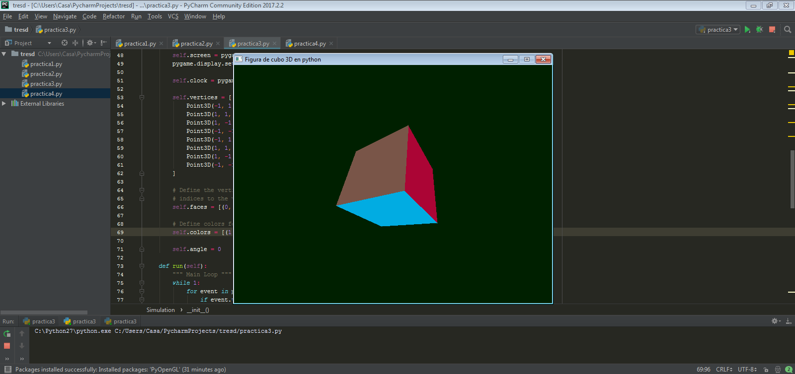 David Alejandro Mendoza Martínez: Practica python 3D - Cubo con colores