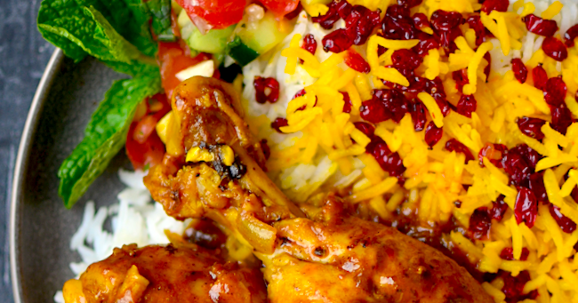 Persian Saffron Chicken {Zereshk Polo Ba Morgh} - Dissert And Food
