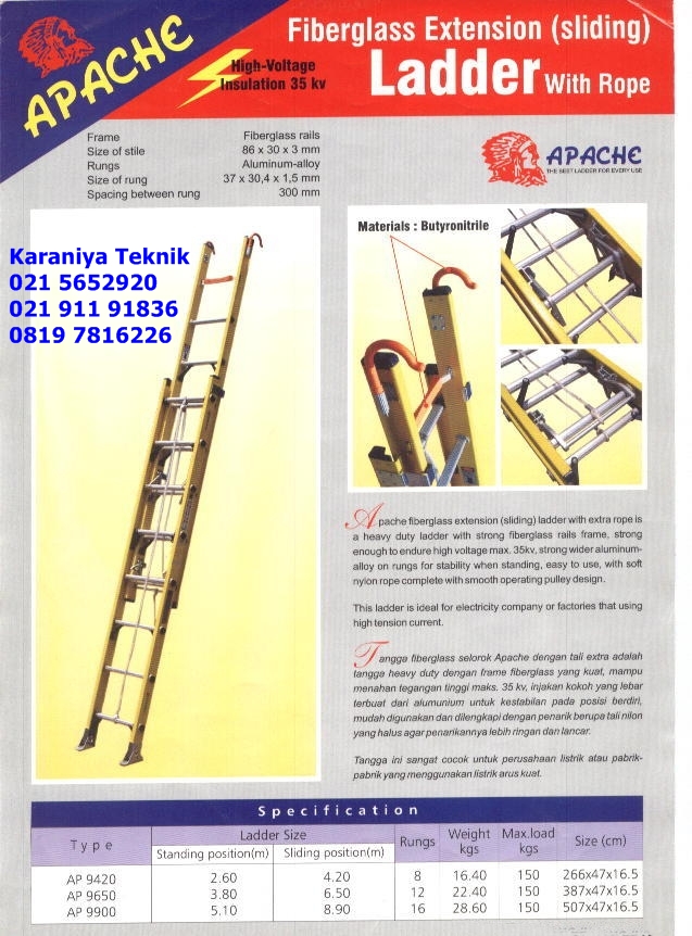 Tangga Lipat , sliding, Sorong Aluminium & Fiberglass