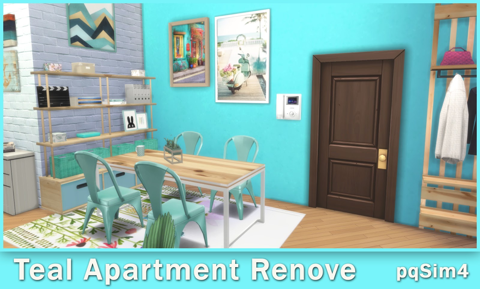Teal Apartment Renove. Sims 4 Speed Build and Download.